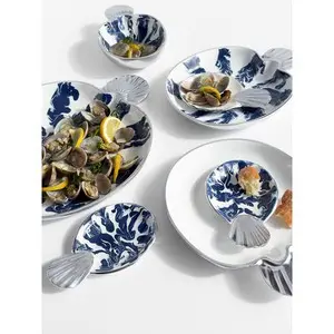 LUNARES La Mar Round Serving Platter - Blue