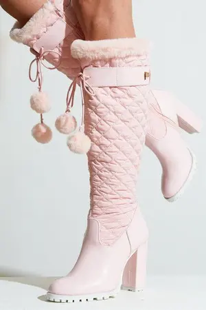 SPARKL Knee High Puffer Boot - Pink