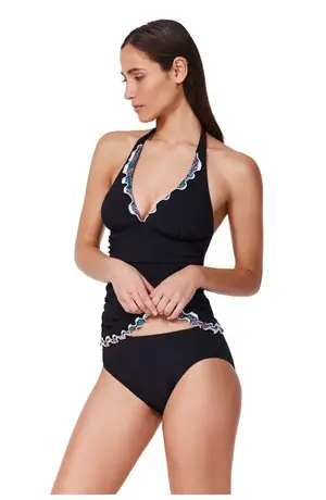 GOTTEX Layla Tricolore Halter Tankini Top - Black