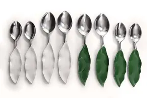 LUNARES Verdura Salad Servers Set - Green
