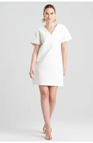 Natori Canvas Short Sleeve Sheath Dress - White