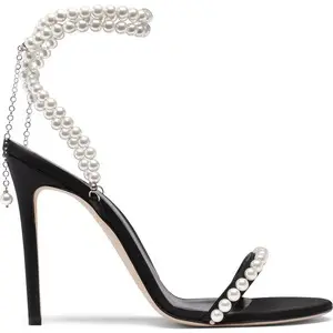 ZENA ZIORA Lady Antoinette 100 Pearl Stiletto Sandals - Black