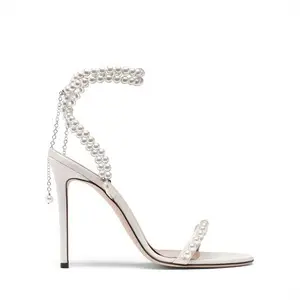 ZENA ZIORA Lady Antoinette 100 Pearl Stiletto Sandals - Ivory