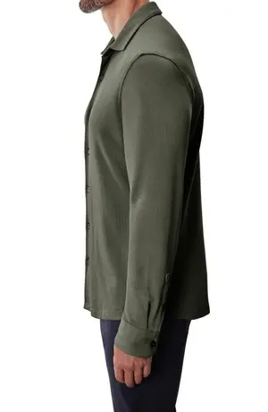 Robert Barakett Milo Knit Button-up Shirt - Olive