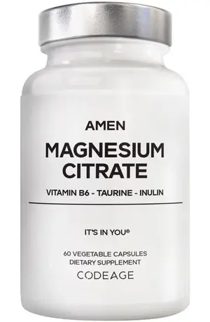 Amen Magnesium Citrate, Vitamin B6, Taurine, Inulin Chicory Root - White