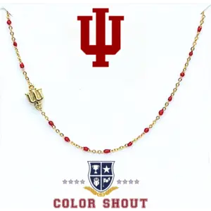 COLOR SHOUT Indiana University Side Necklace - Yellow Gold