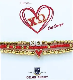 COLOR SHOUT Chi Omega Bracelet Stack - Yellow Gold