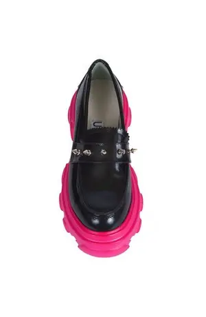 URBNKICKS Glam Studded Leather Loafers