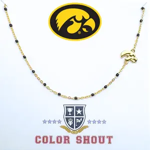 COLOR SHOUT University Of Iowa Side Set Logo Necklace - Yellow Gold