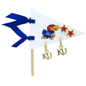 COLOR SHOUT Kansas University Pennant Earring Set - Yellow Gold