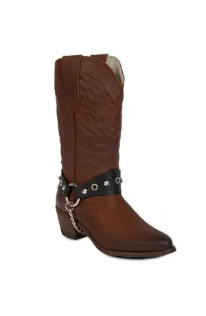 URBNKICKS Cowboy Leather Boots - Brown