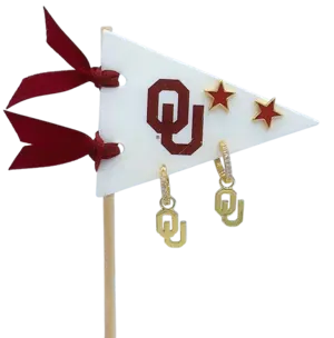 COLOR SHOUT University Of Oklahoma Pennant Earring Set - Yellow Gold