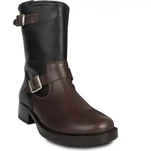 URBNKICKS Two-tone Leather Biker Boots