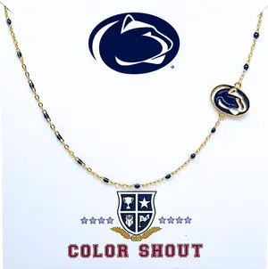COLOR SHOUT Penn State Side Set Logo Necklace - Yellow Gold