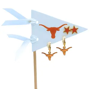 COLOR SHOUT University Of Texas Pennant Earring Set - Yellow Gold