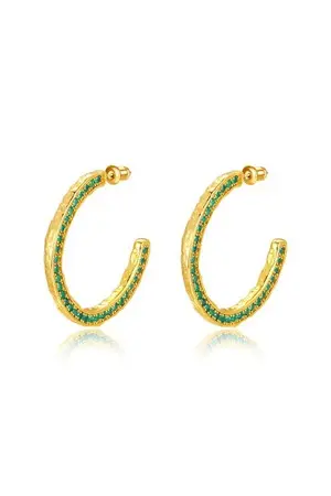 CLASSICHARMS Cubic Zirconia Molten C Hoop Earrings - Gold