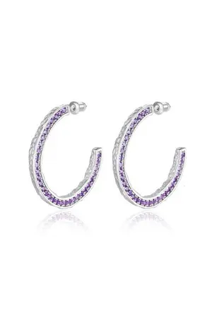 CLASSICHARMS Cubic Zirconia Molten C Hoop Earrings - Silver
