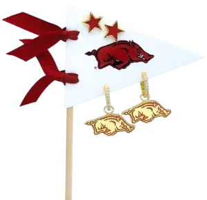COLOR SHOUT University Of Arkansas Pennant Earring Set - Yellow Gold
