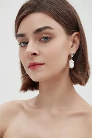 CLASSICHARMS Large Baroque Pearl Drop Earrings