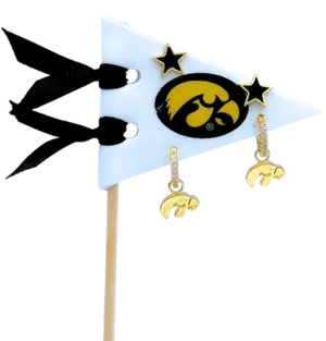 COLOR SHOUT University Of Iowa Pennant Earring Set - Yellow Gold