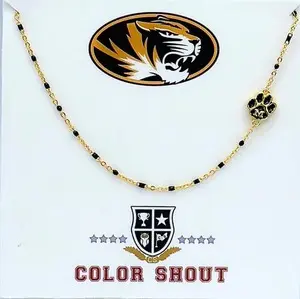 COLOR SHOUT University Of Missouri Side Set Logo Necklace - Yellow Gold