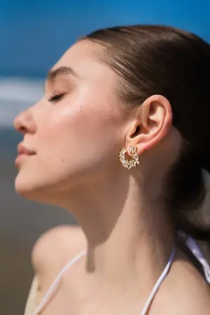 CLASSICHARMS Crescent Baguette Cubic Zirconia Stud Earrings - Silver
