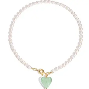 CLASSICHARMS Esmée Glaze Heart Pendant Baroque Pearl Necklace - Lime Green