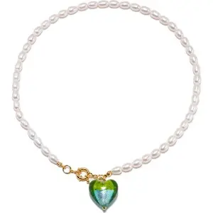 CLASSICHARMS Esmée Glaze Heart Pendant Baroque Pearl Necklace - Mint