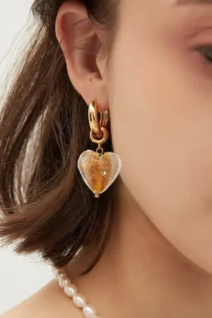 CLASSICHARMS Esmée Glaze Heart Dangle Earrings - Amber