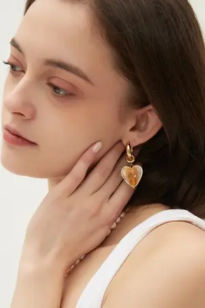 CLASSICHARMS Esmée Glaze Heart Dangle Earrings - Amber