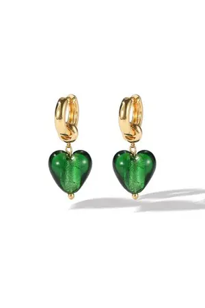 CLASSICHARMS Esmée Glaze Heart Dangle Earrings - Green