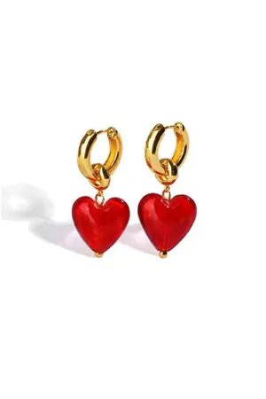 CLASSICHARMS Esmée Glaze Heart Dangle Earrings - Red