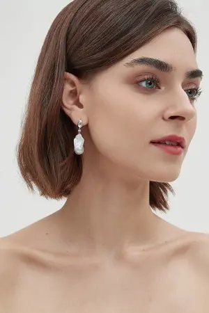 CLASSICHARMS Freshwater Baroque Pearl Drop Earrings