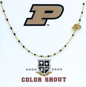 COLOR SHOUT Purdue University Side Logo Necklace - Yellow Gold