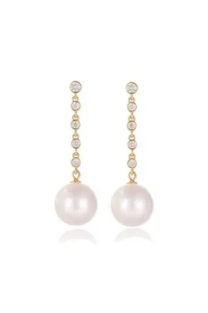 CLASSICHARMS Electra Rivière Freshwater Pearl Drop Earrings - Gold