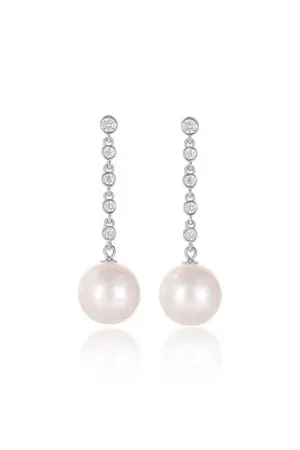 CLASSICHARMS Electra Rivière Freshwater Pearl Drop Earrings - Silver
