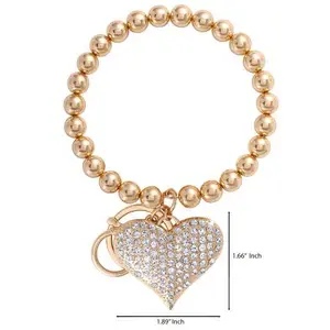 Jessica Simpson Heart Charm Beaded Bracelet Keychain