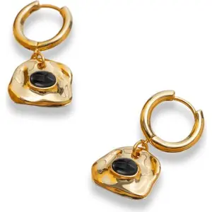 CLASSICHARMS Aria Gemstone Hoop Drop Earrings Gold/noir Black