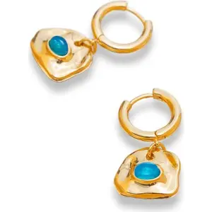CLASSICHARMS Aria Gemstone Hoop Drop Earrings - Gold/sky Blue