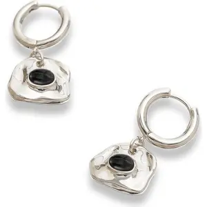 CLASSICHARMS Aria Gemstone Hoop Drop Earrings Silver/noir Black