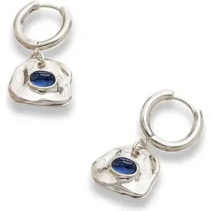 CLASSICHARMS Aria Gemstone Hoop Drop Earrings Silver/royal Blue