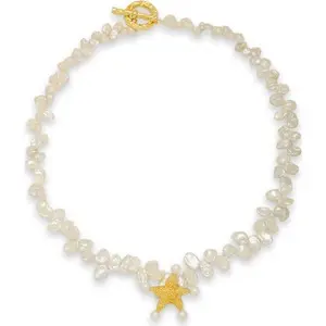 CLASSICHARMS Lila Starfish Pearl Choker Necklace - Gold