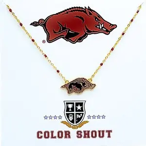 COLOR SHOUT University Of Arkansas Side Necklace - Yellow Gold