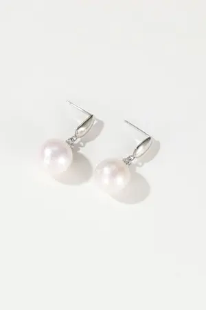 CLASSICHARMS Freshwater Pearl Drop Earrings - Silver