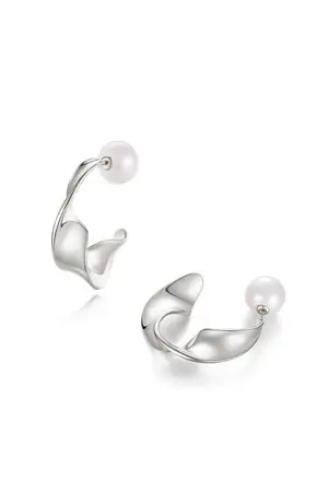 CLASSICHARMS Chunky Wave Hoop Earrings - Silver