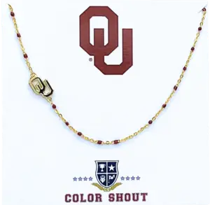 COLOR SHOUT University Of Oklahoma Side Necklace - Yellow Gold