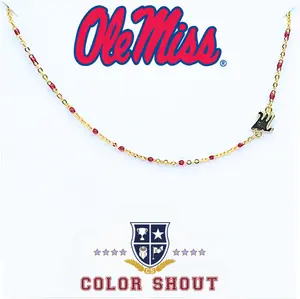 COLOR SHOUT Ole Miss Side Set Logo Necklace