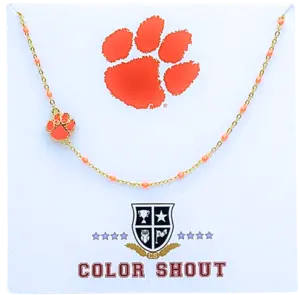 COLOR SHOUT Clemson University Side Set Logo Necklace - Yellow Gold
