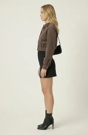 MODENAIRE Cropped Button-up Jacket With Stretch Hem