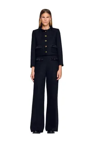 Sandro Tweed Suit Trousers - Black
